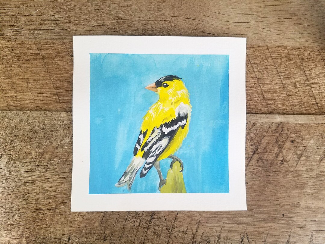 Goldfinch Painting - Original Bird Painting - Gouache Painting ...