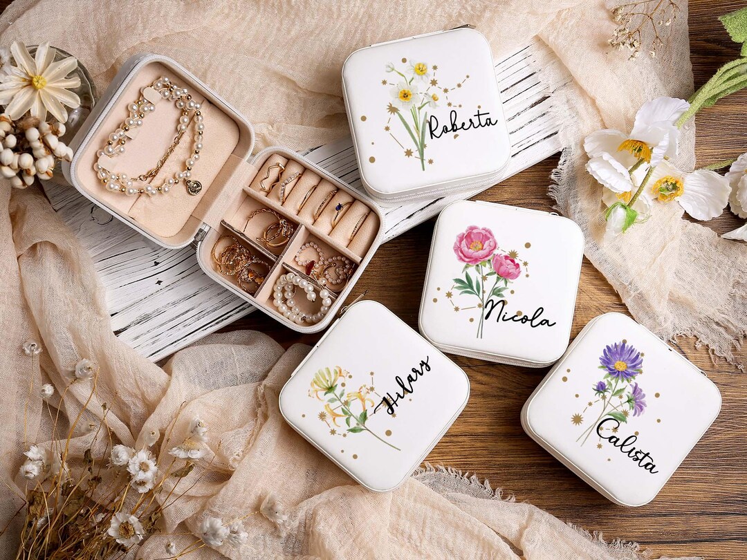 Birth Constellation Jewelry Box Velvet,personalized Birth Flowerjewelry ...