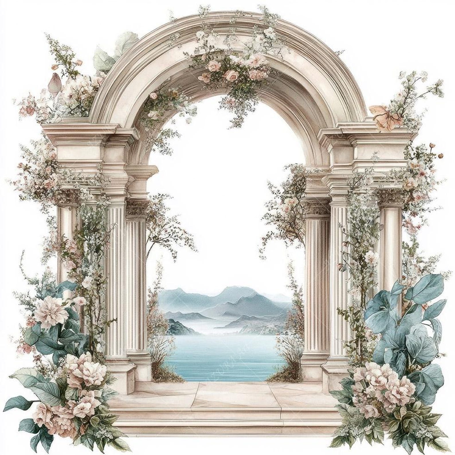10 Balcony Arch With Columns Fantasy Clipart, Printable Clipart, High ...