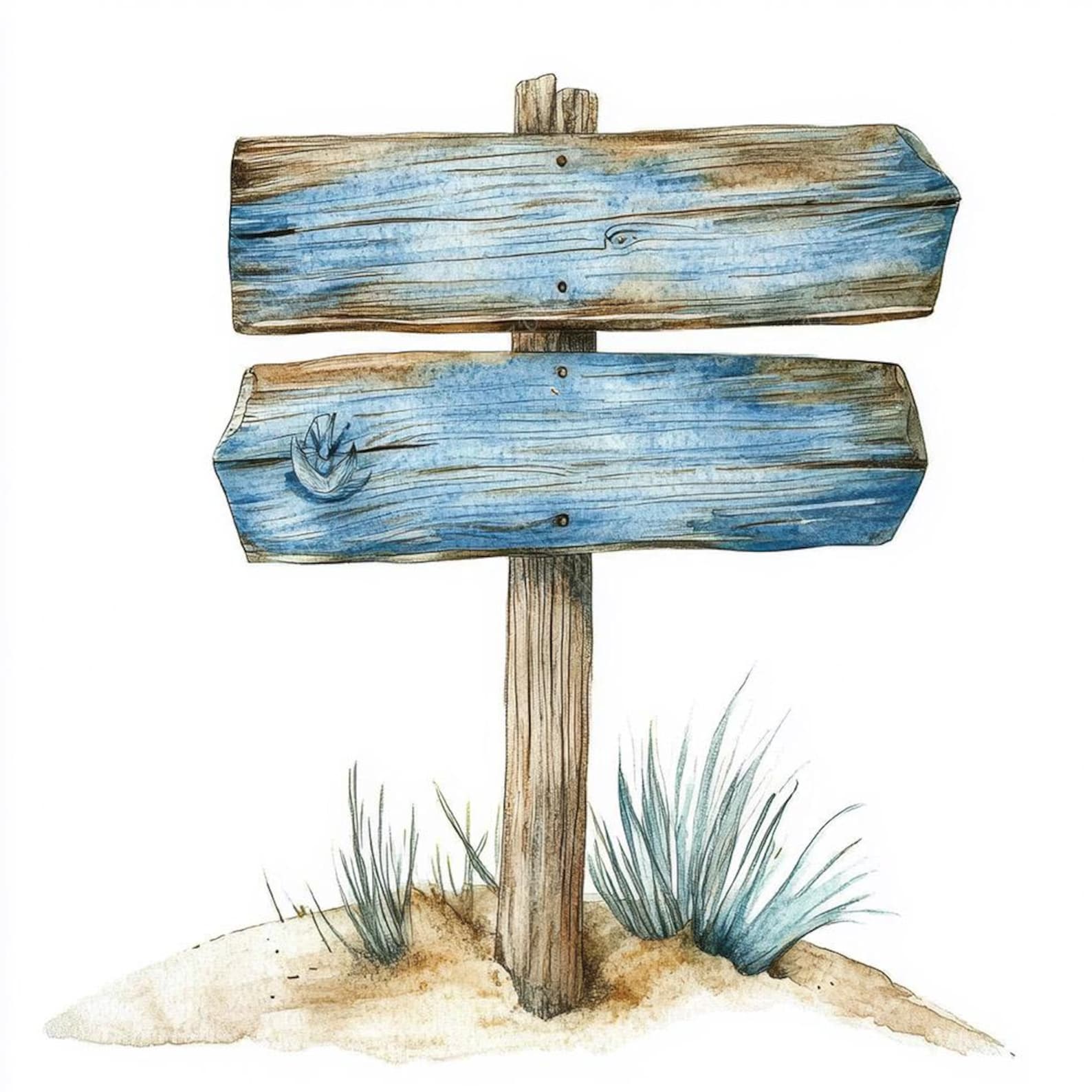 10 Wooden Beach Signpost Clipart, Littoral Board, Seagull, Printable ...