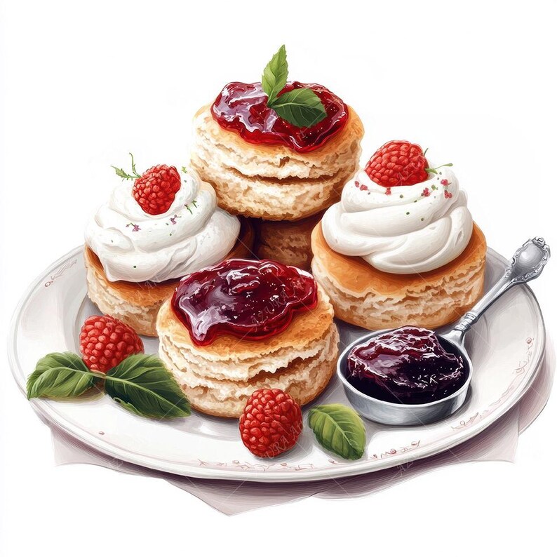 Strawberry Scone Clipart, Tea Time, English Breakfast (digital Download ...