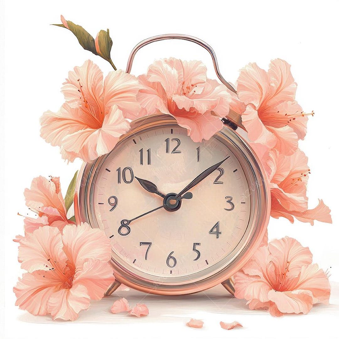 10 Floral Alarm Clock Clipart, Watercolor Painting (digital Download ...