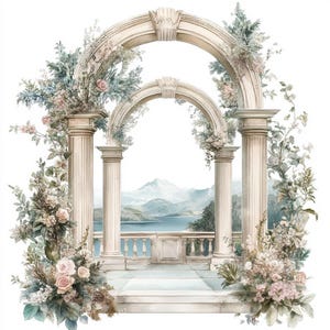 10 Balcony Arch With Columns Fantasy Clipart, Printable Clipart, High ...
