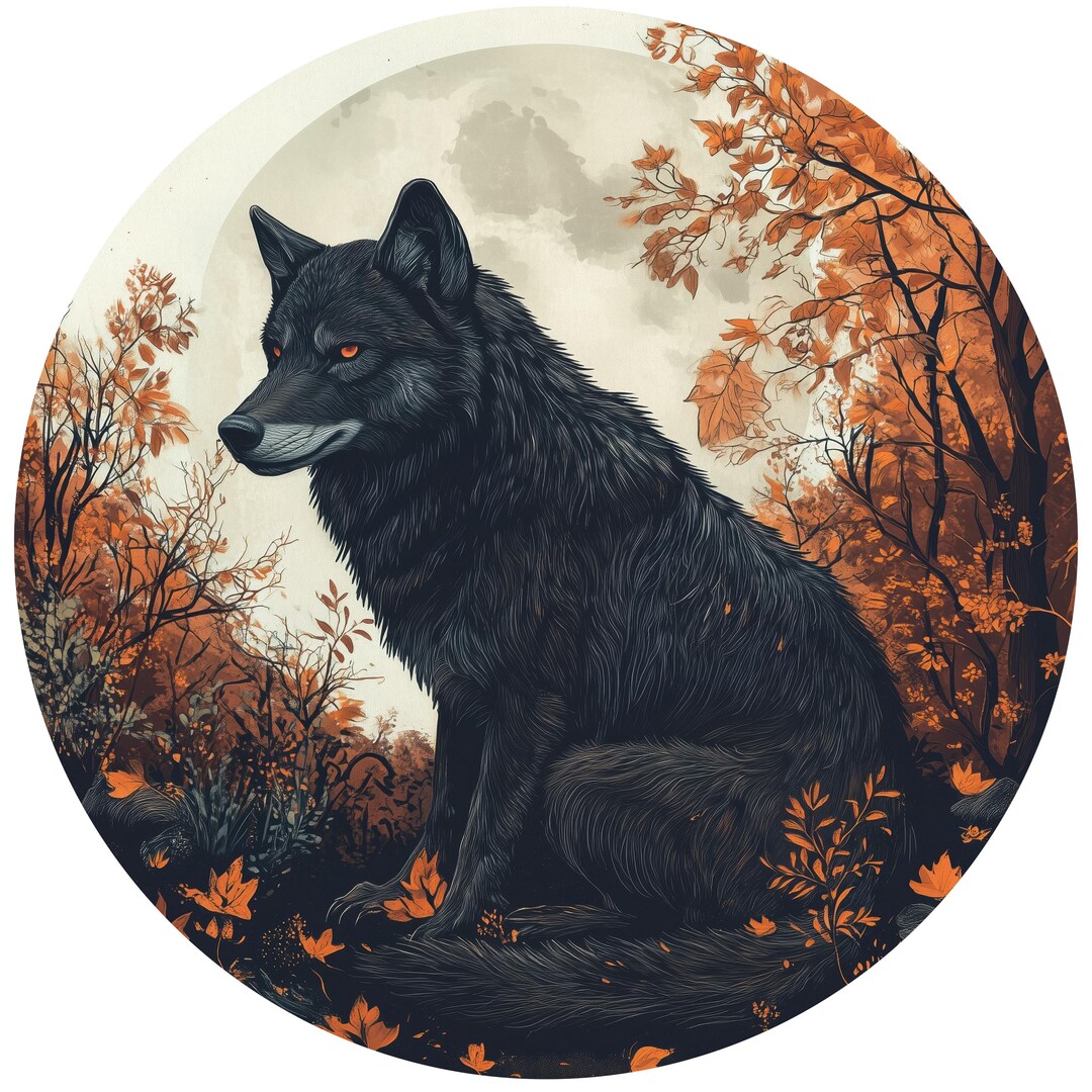 Dark Wolf Moon Halloween Clipart, Printable Art (digital Download) - Etsy