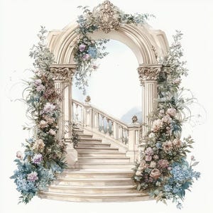 10 Balcony Arch With Columns Fantasy Clipart, Printable Clipart, High ...