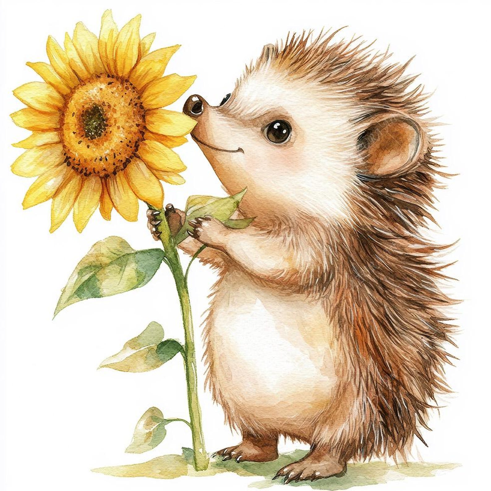 Hedgehog Sunflower Clipart, Kids Room Wall Art (digital Download) - Etsy