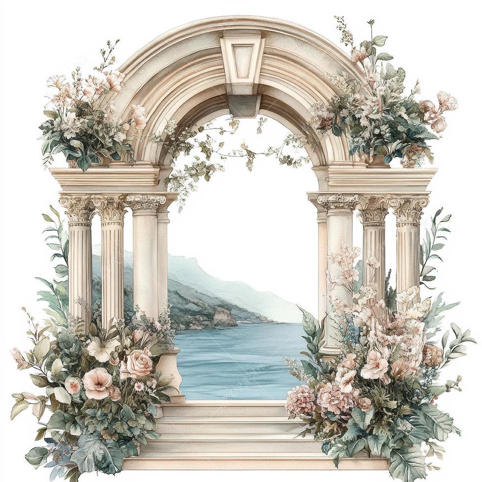 10 Balcony Arch With Columns Fantasy Clipart, Printable Clipart, High ...
