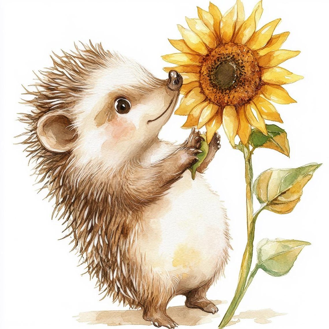 Hedgehog Sunflower Clipart, Kids Room Wall Art (digital Download) - Etsy