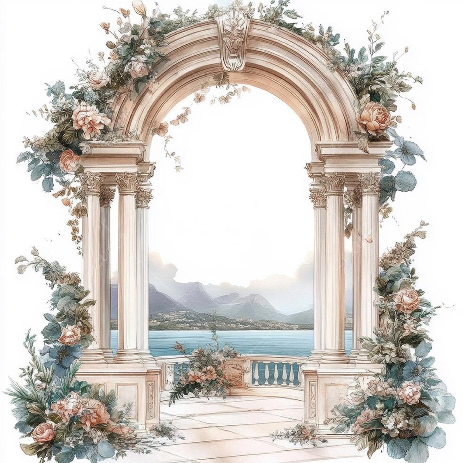 10 Balcony Arch With Columns Fantasy Clipart, Printable Clipart, High ...
