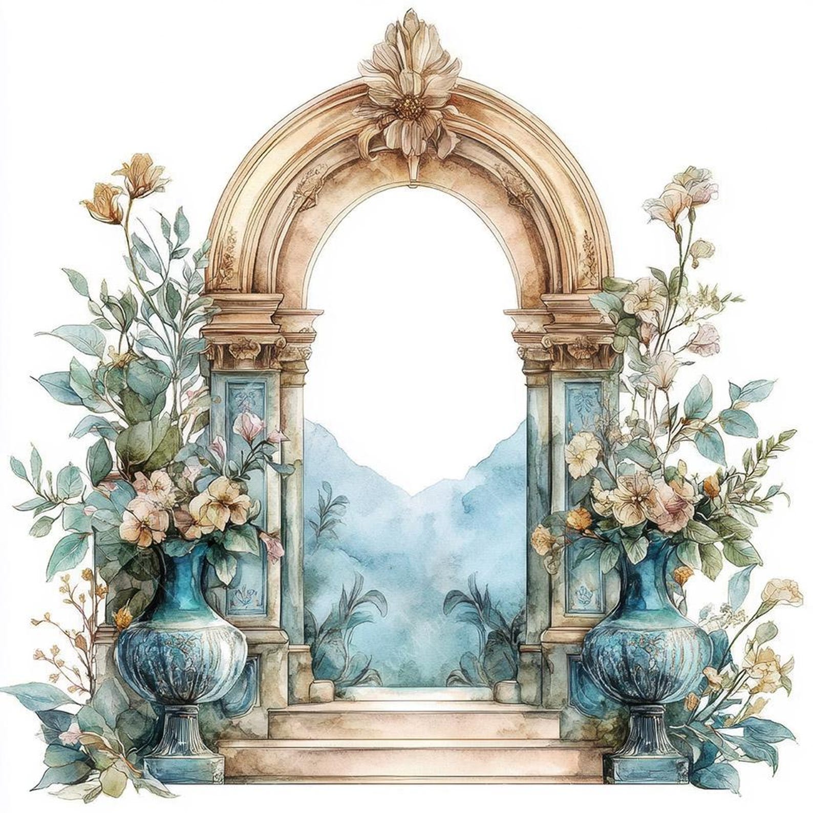 10 Balcony Arch With Columns Fantasy Clipart, Printable Clipart, High ...