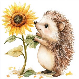 Hedgehog Sunflower Clipart, Kids Room Wall Art (digital Download) - Etsy