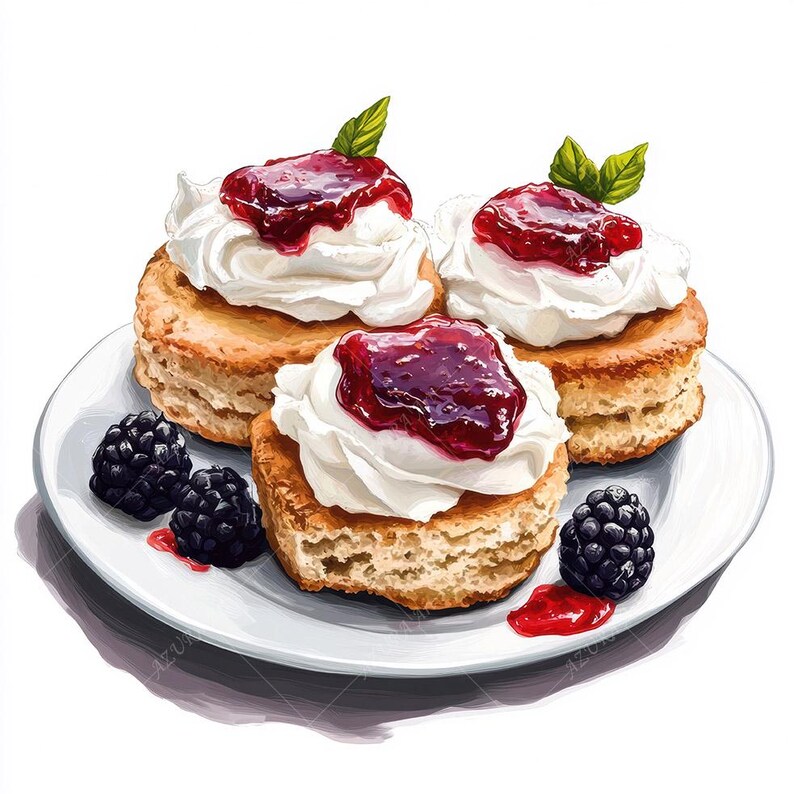 Strawberry Scone Clipart, Tea Time, English Breakfast (digital Download ...