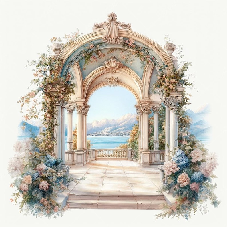 Lake Landscape Clipart: Arch Column Design (digital Download) - Etsy