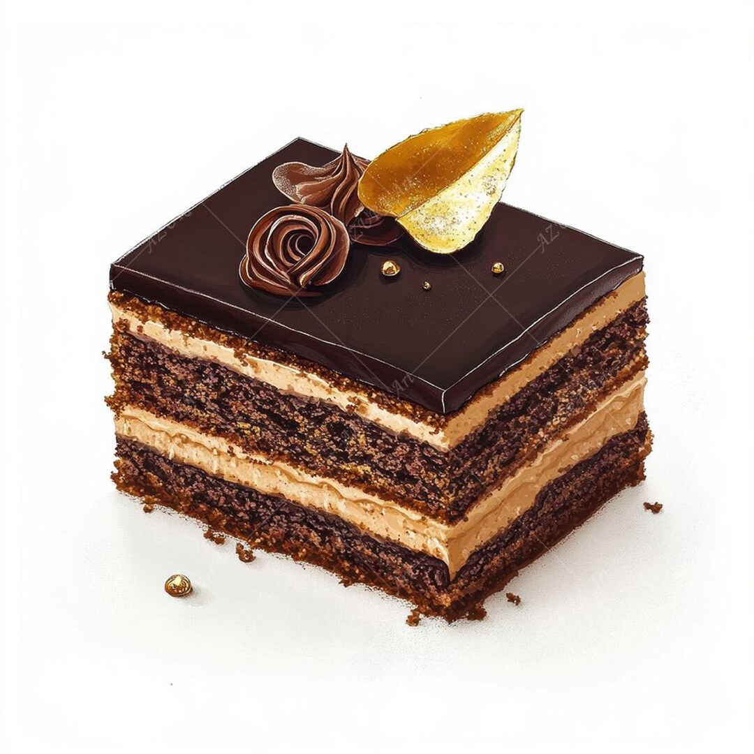 Opera Cake Clipart, French Pastry, Chocolate Cafe (digital Download) - Etsy