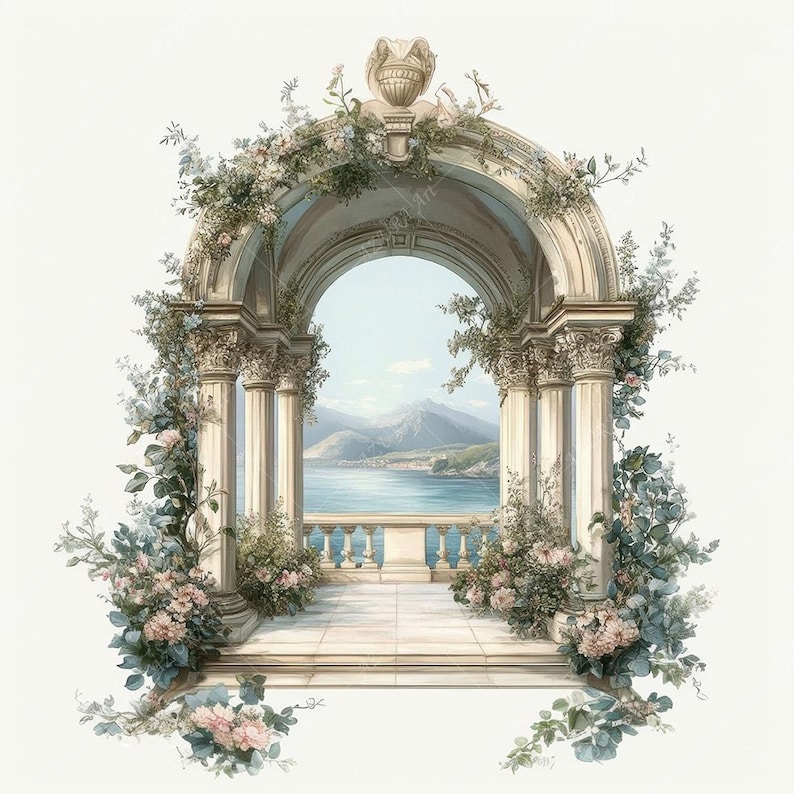 Lake Landscape Clipart: Arch Column Design (digital Download) - Etsy