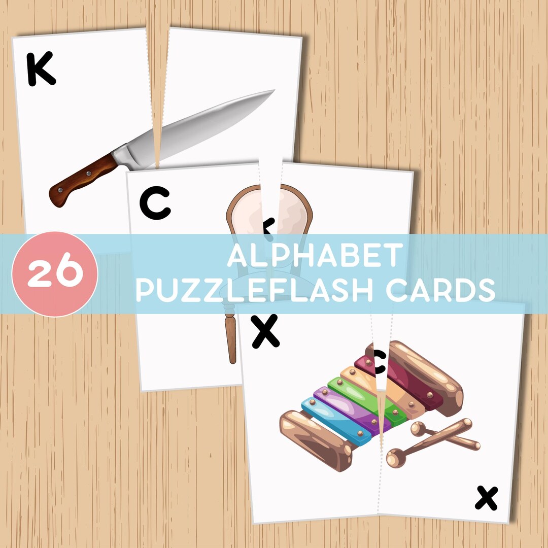 Alphabet Puzzle Flash Cards , A-Z Kids Flash Cards , Preschool ...