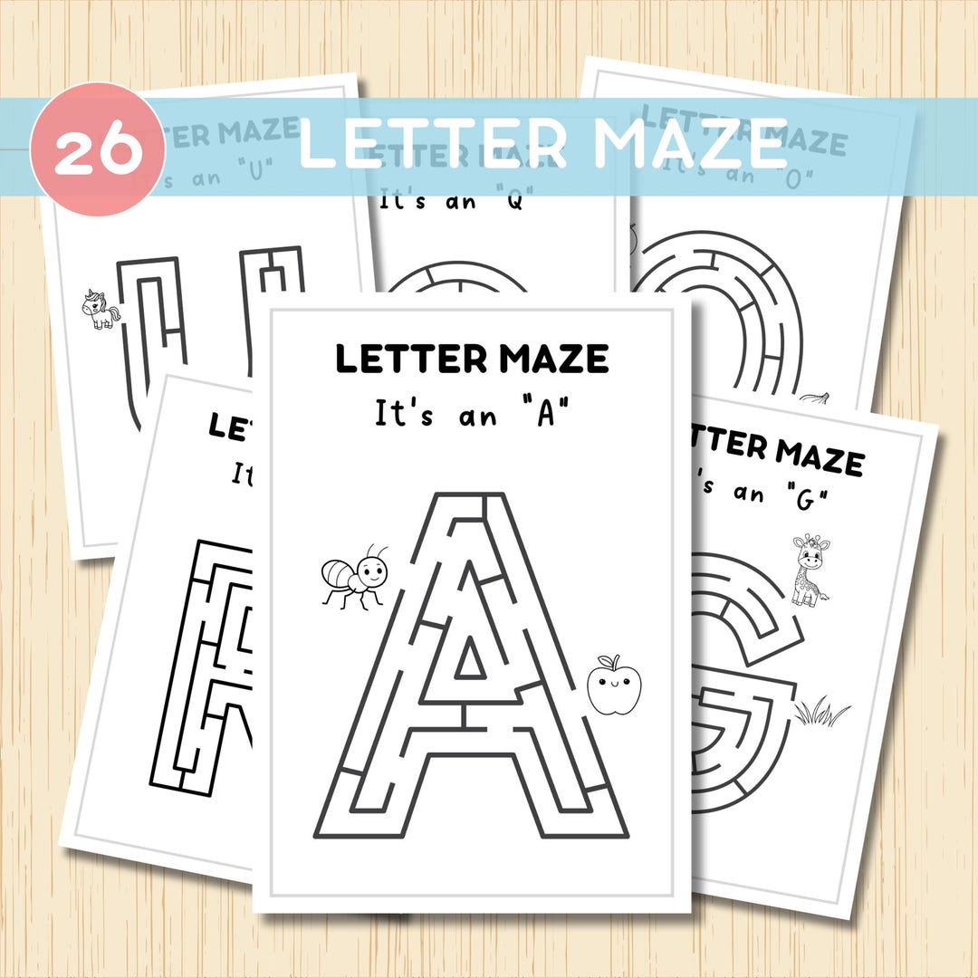Alphabet Maze Worksheets, A-Z Letter Maze Activity, Preschool ...