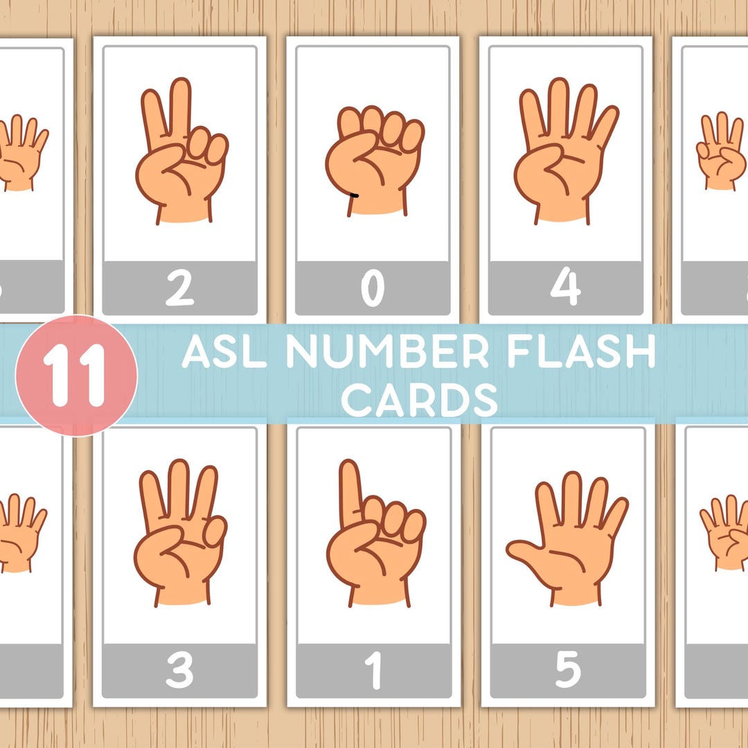 ASL Numbers Flash Cards , 0-20 Kids Flash Cards , Preschool ...