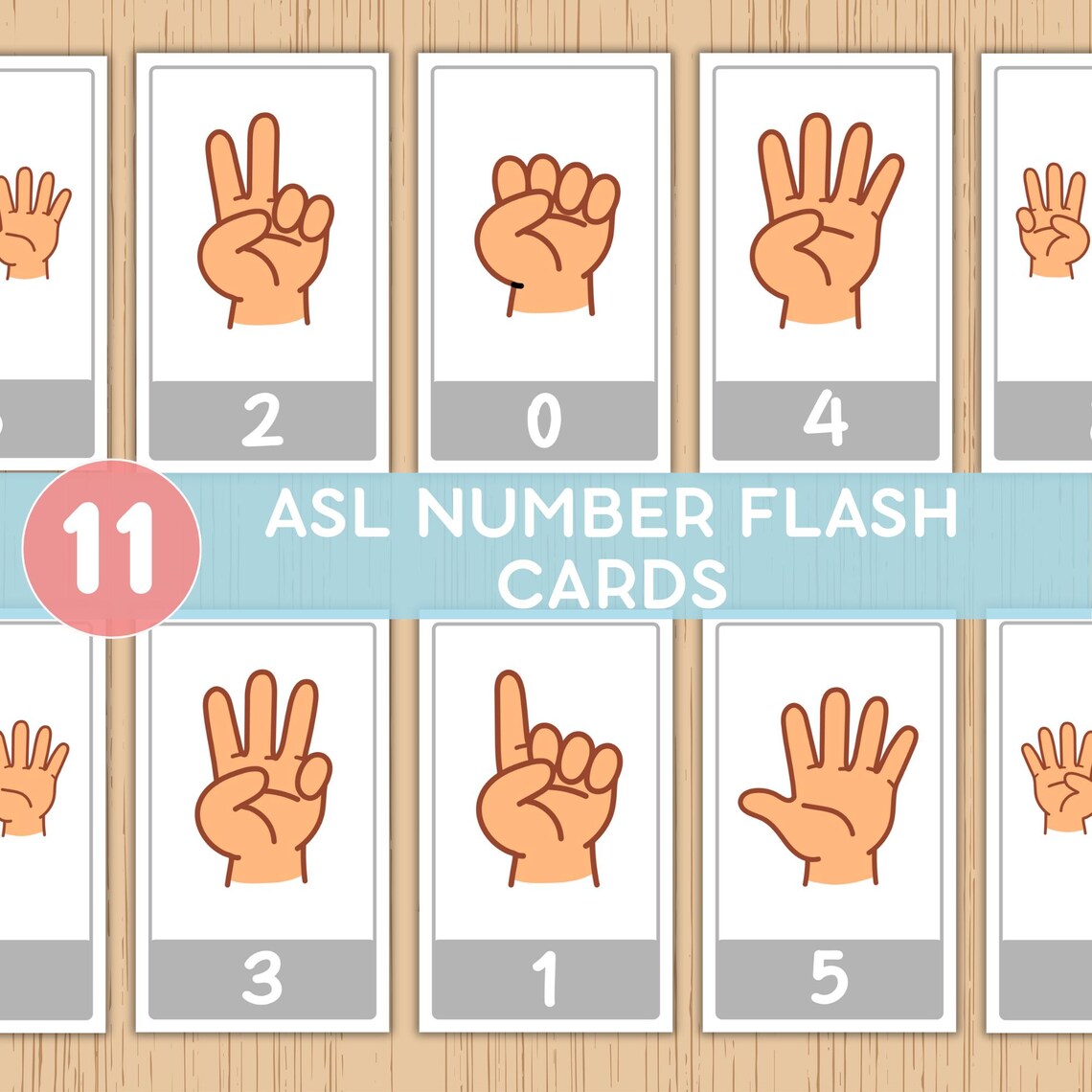 ASL Numbers Flash Cards , 0-20 Kids Flash Cards , Preschool ...