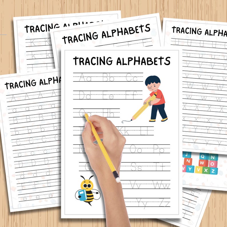 Alphabet Practice Worksheet, A-Z Letter Tracing Activity, Preschool ...