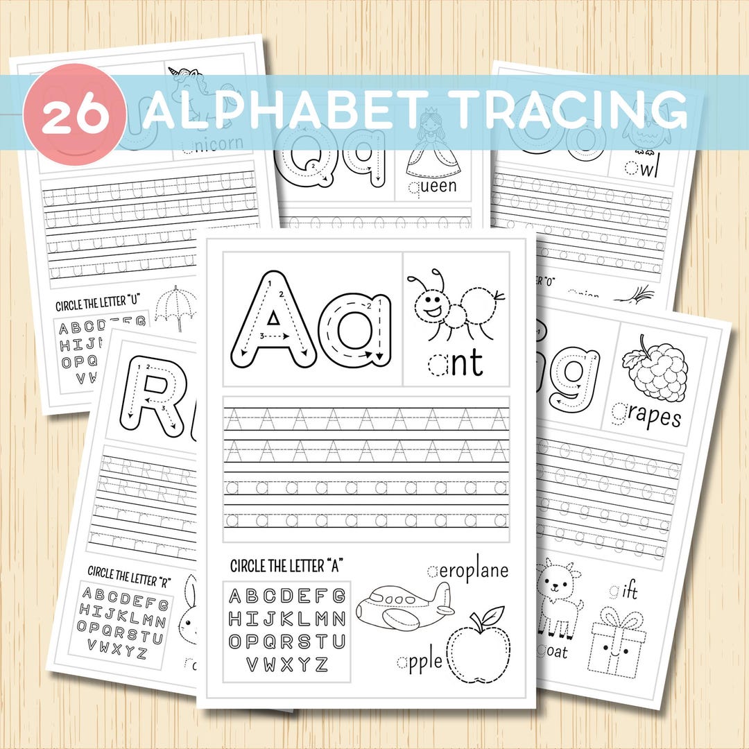 Alphabet Tracing Worksheets, A-Z Letter Tracing Activity, Preschool ...