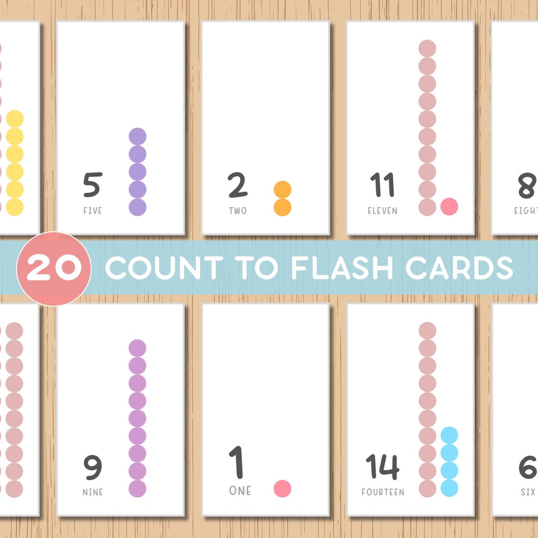 Count to Flash Cards , 1-20 Kids Flash Cards , Preschool, Kindergarten ...