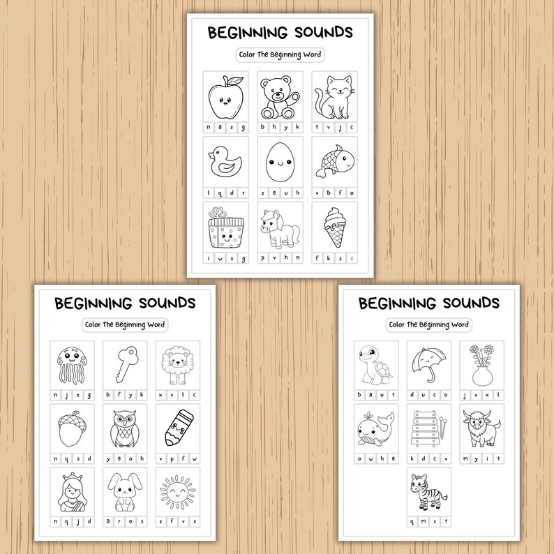 Beginning Sounds Worksheets, A-Z Letter Sounds Activity, Preschool ...