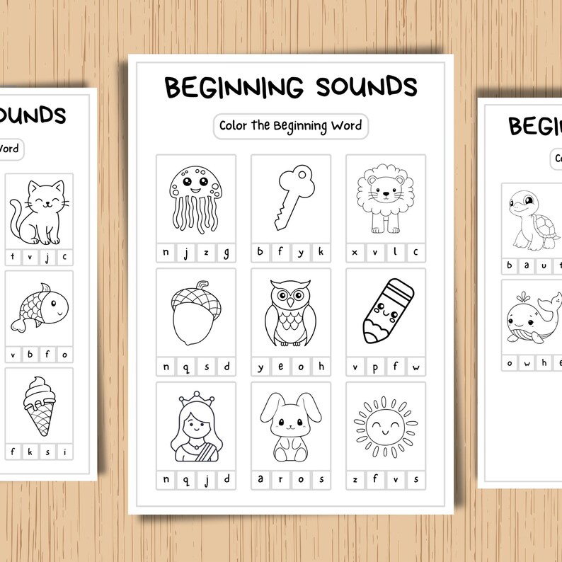 Beginning Sounds Worksheets, A-Z Letter Sounds Activity, Preschool ...