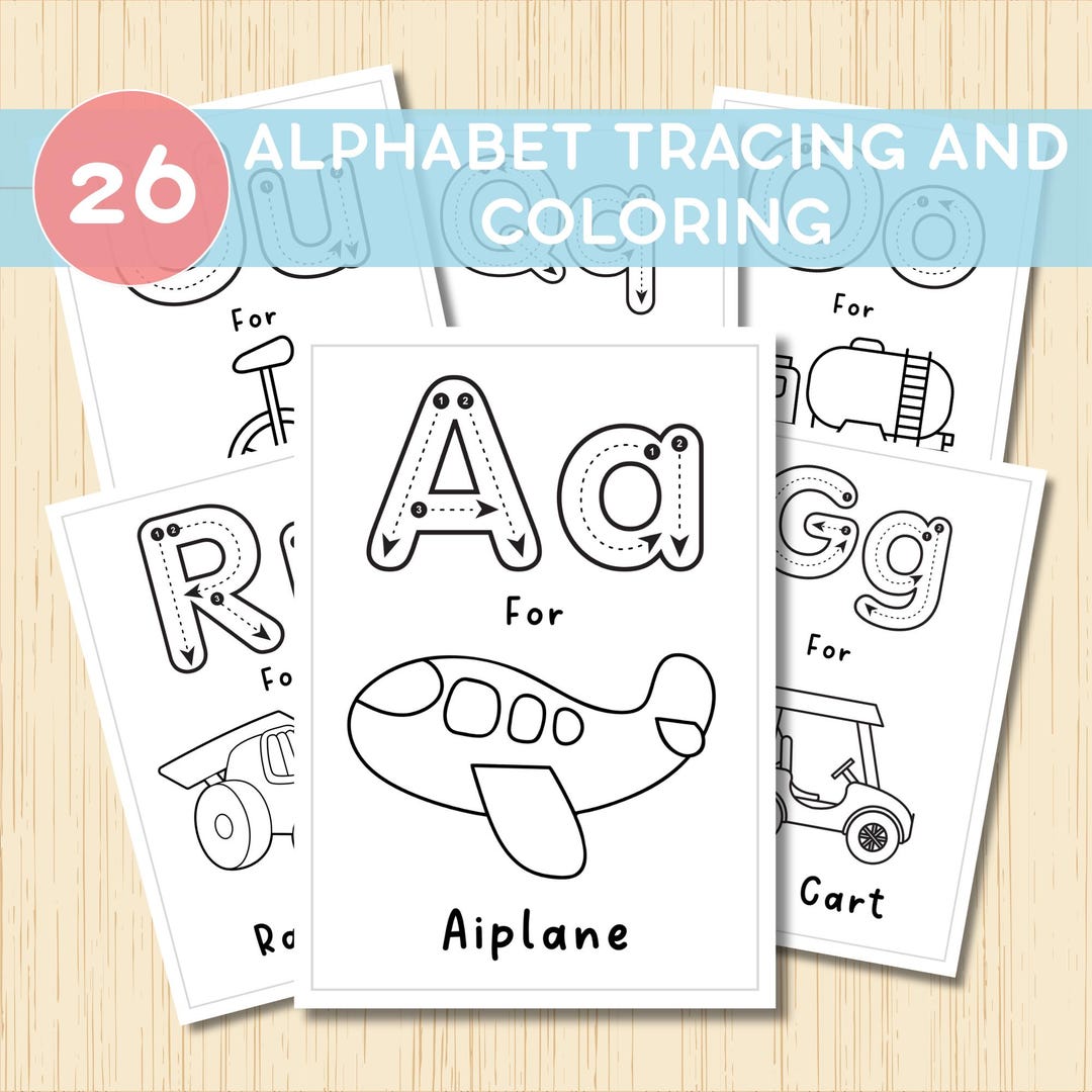 Alphabet Tracing Worksheets, Coloring Book A-Z Letter Tracing Activity ...