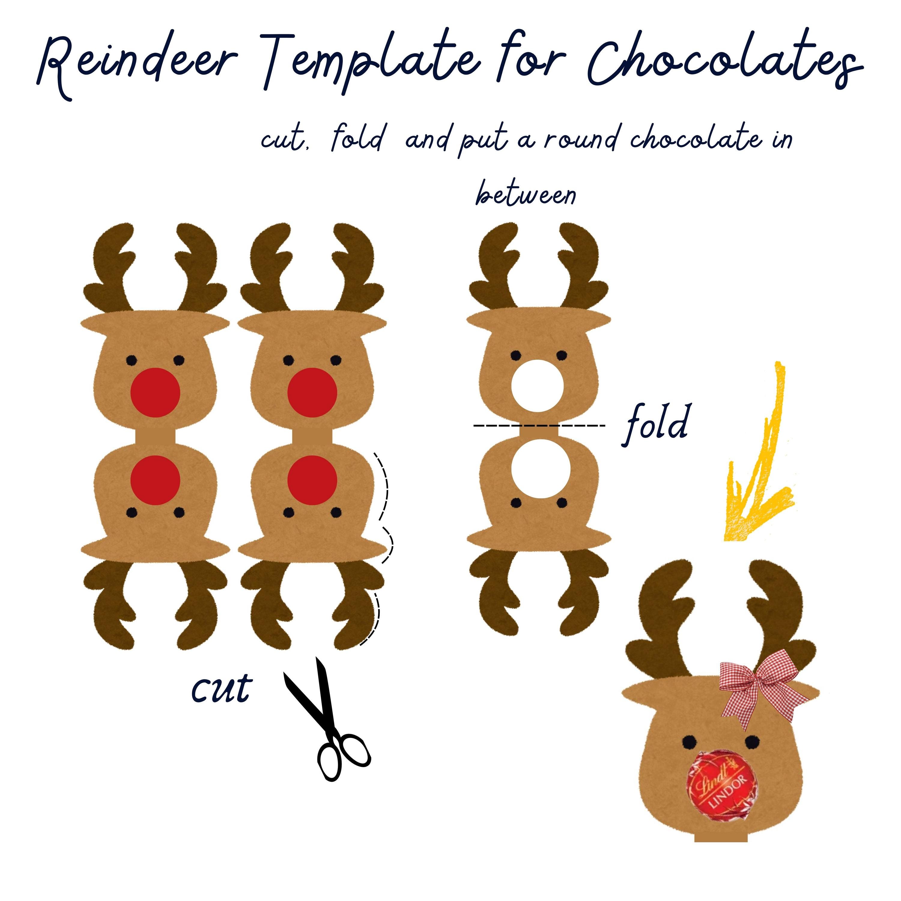 Reindeer Chocolate Holder Template: Holiday Treat DIY (instant Download ...
