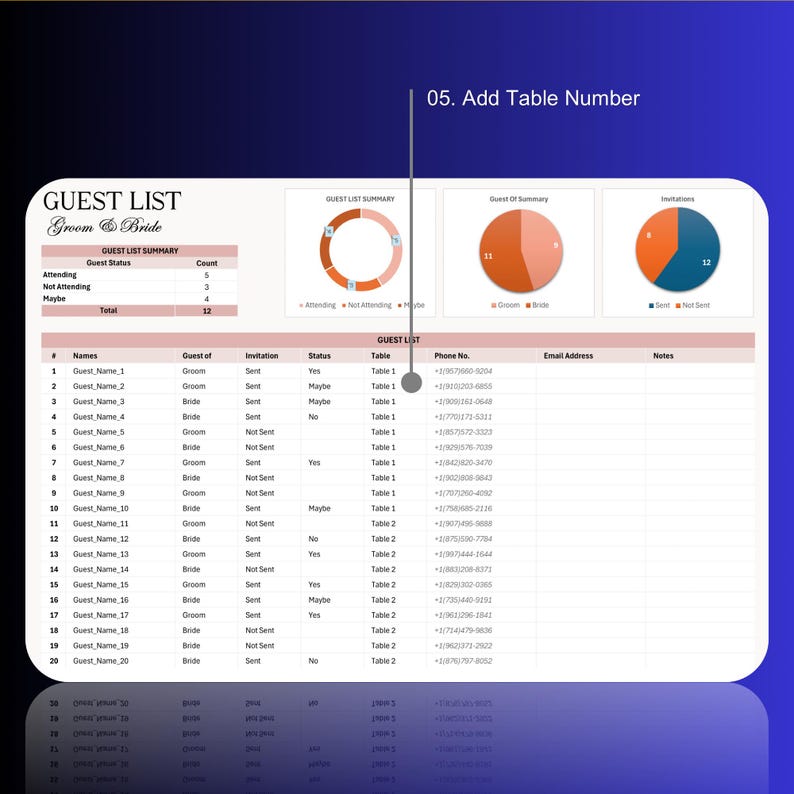 Wedding Guest List Spreadsheet & Excel: Simple Solution for Wedding ...