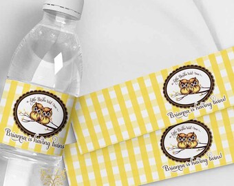 Owl themed water | Etsy