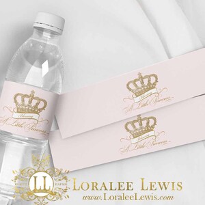Water Bottle Labels . Crown Princess Pink Collection by Loralee Lewis ...