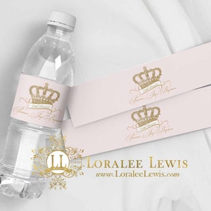 Water Bottle Labels . Crown Princess Pink Collection by Loralee Lewis ...