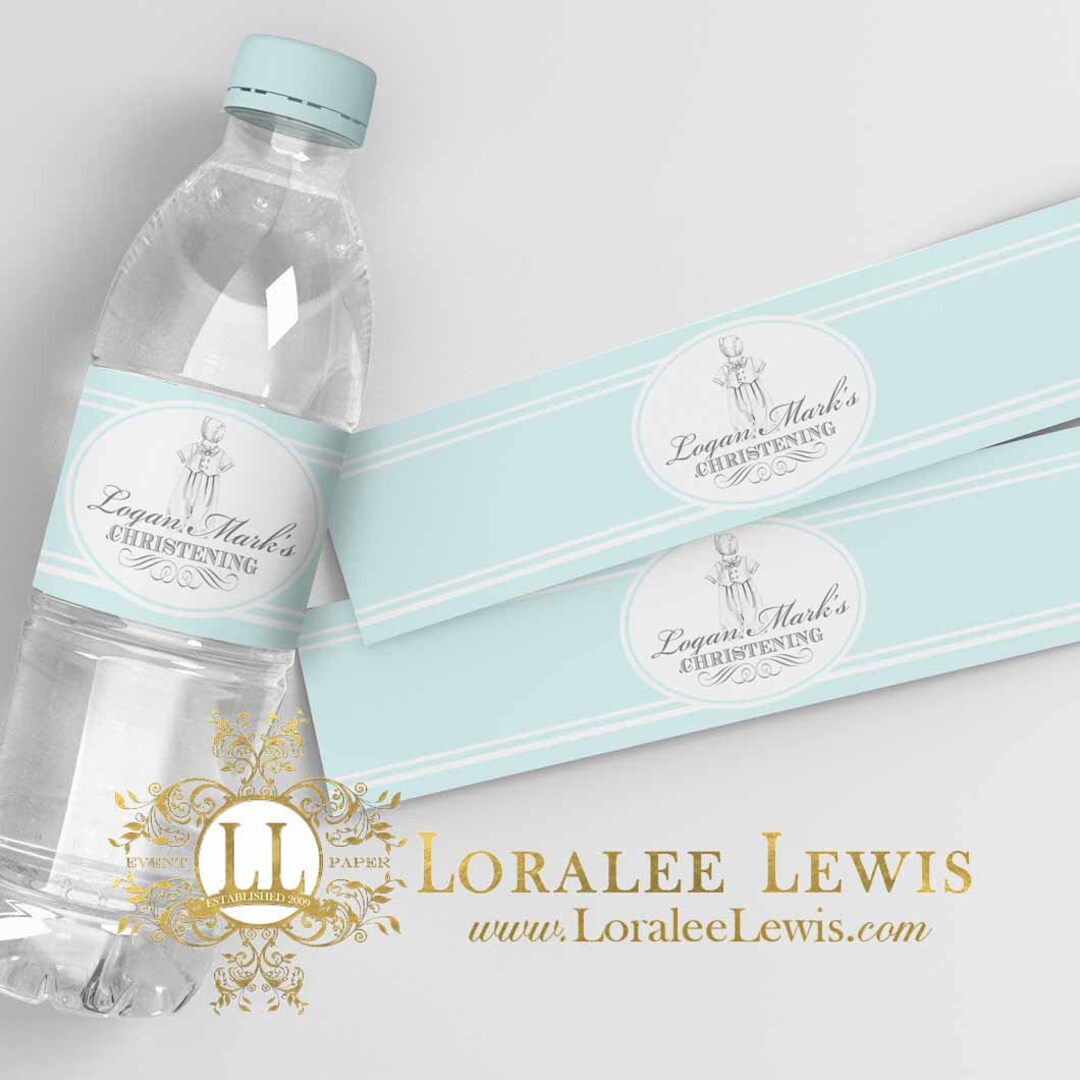 Water Bottle Labels . Blessing Blue Collection by Loralee Lewis - Etsy