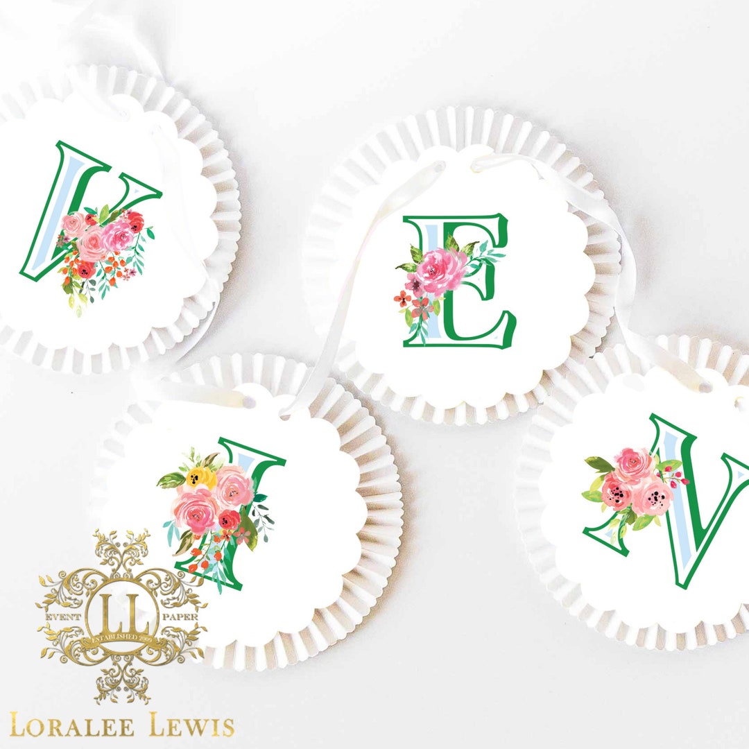 Personalized Rosette Banner . Happy Floral Collection by Loralee Lewis ...