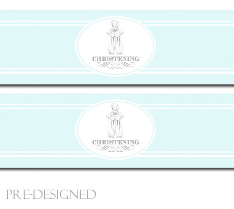 Water Bottle Labels . Blessing Blue Collection by Loralee Lewis - Etsy