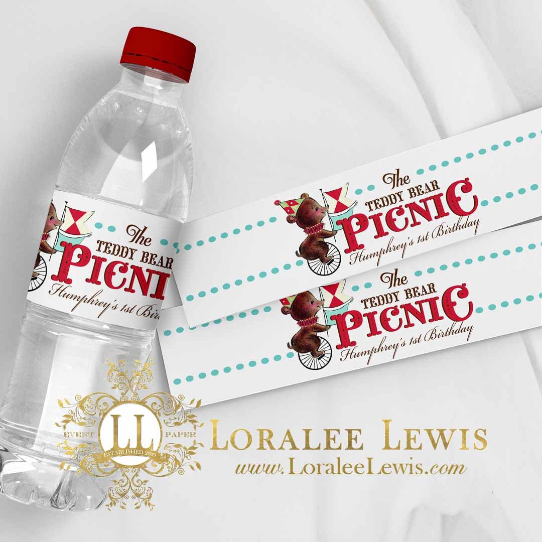 Water Bottle Labels . Teddy Bear Picnic . Loralee Lewis - Etsy