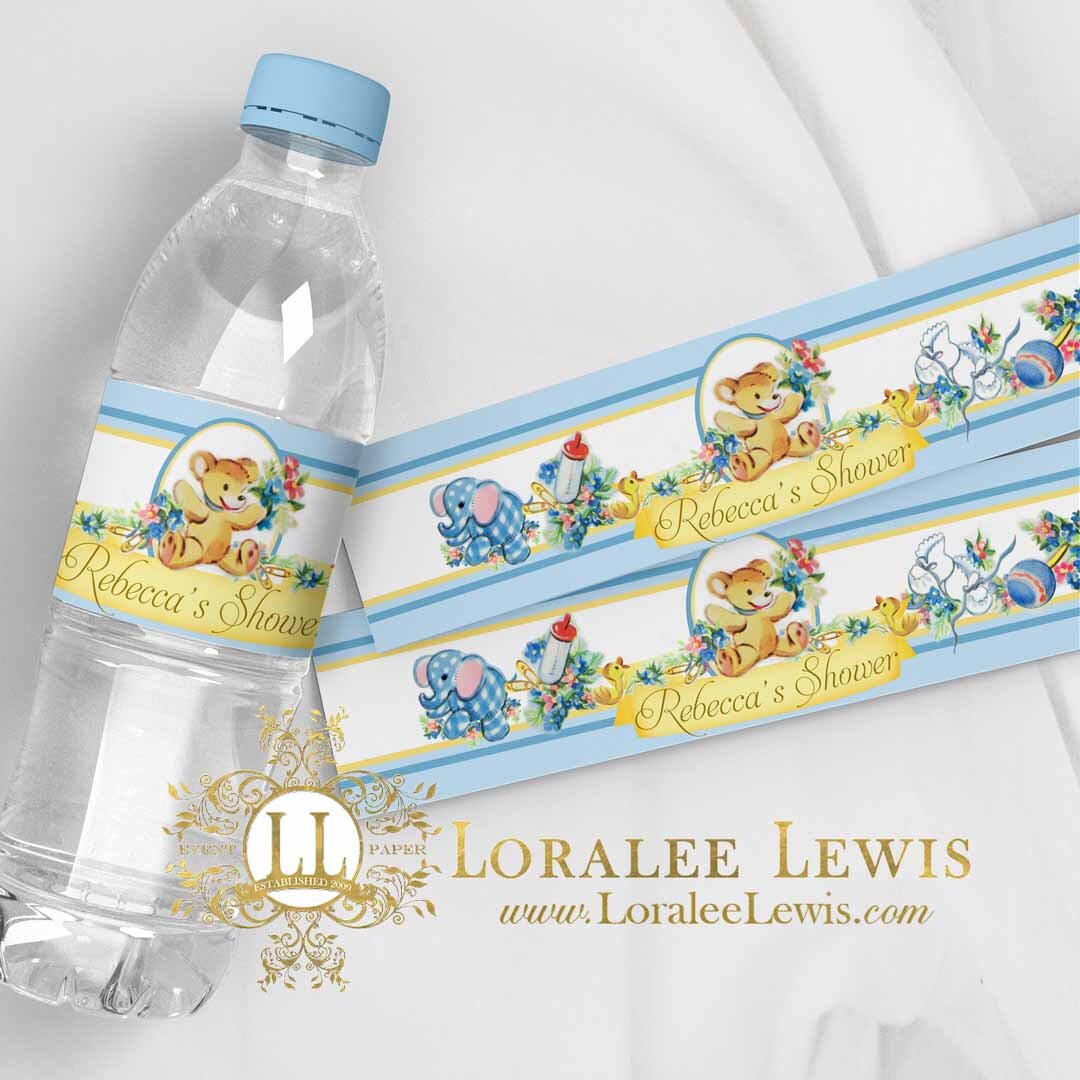 Water Bottle Labels . Sweet Baby Days blue Collection by Loralee Lewis ...