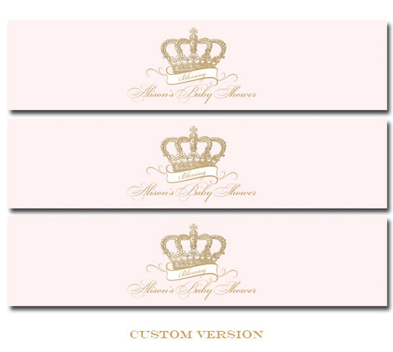 Water Bottle Labels . Crown Princess Pink Collection by Loralee Lewis ...
