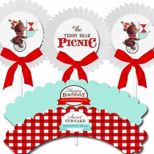 Cupcake Kit . Teddy Bear Pinic Collection by Loralee Lewis - Etsy