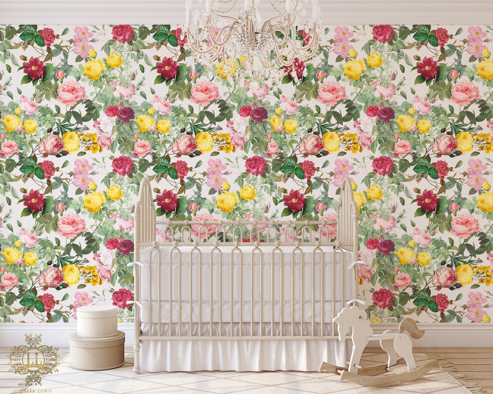 Vienna Floral Rose Wallpaper by Loralee Lewis - Etsy