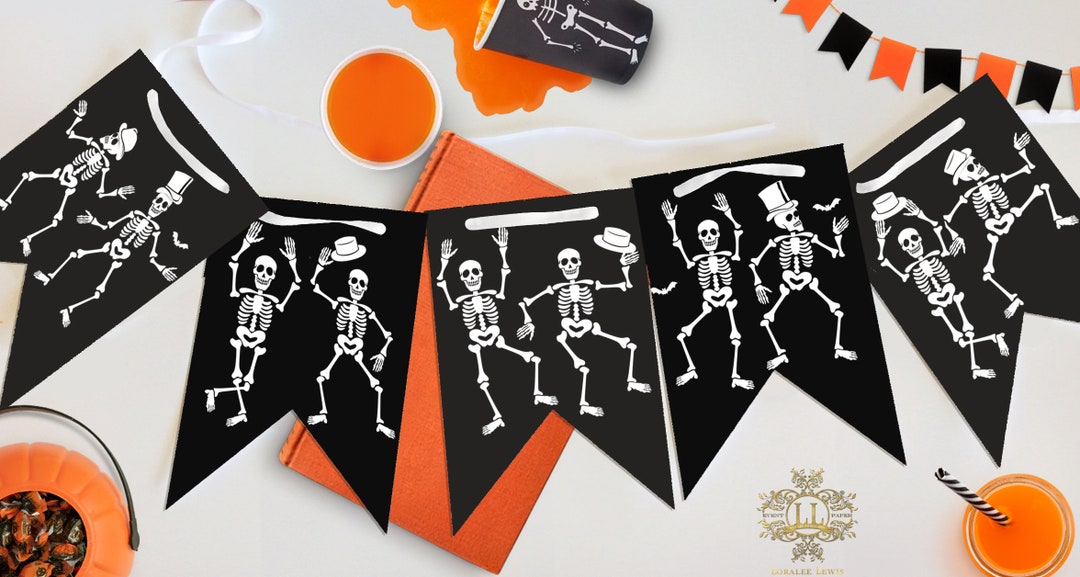 Skeleton Pennant Banner . Dancing Skeleton Collection by Loralee Lewis ...