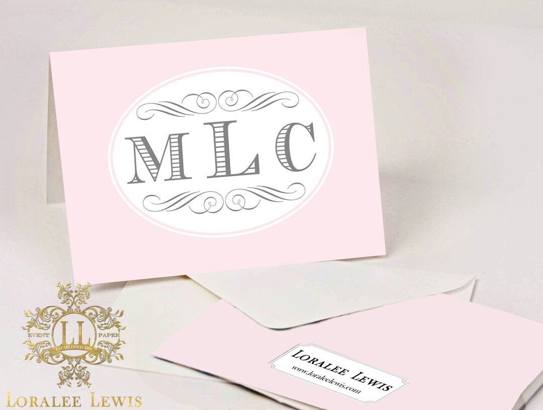 Monogram Thank You Notes . Pram Cameo Pink Collection by Loralee Lewis ...