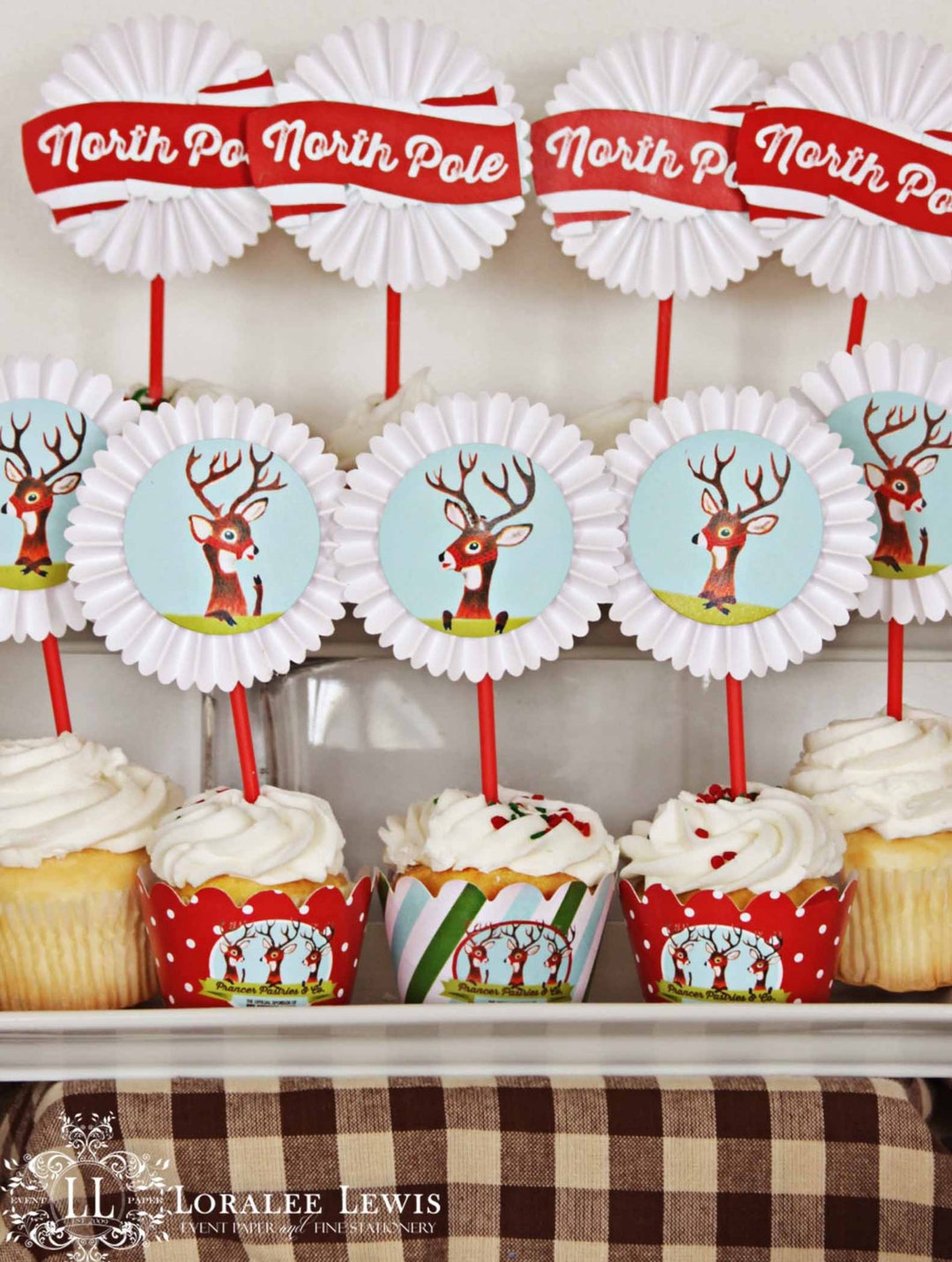 Cupcake Kit . Retro Reindeer Collection by Loralee Lewis - Etsy