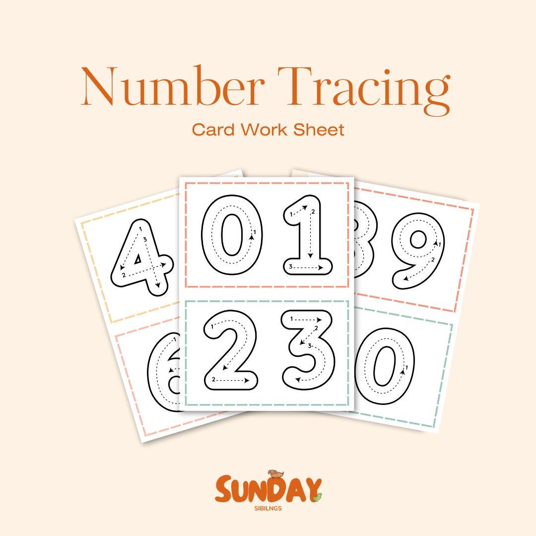 Number Tracing Card Worksheets for Kids, Printable Numbertracing ...