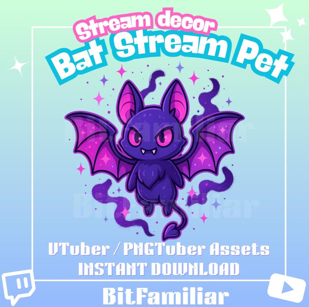 Pastel Goth Bat Stream Pet – PNG Overlay Asset for Vtubers & Pngtubers ...