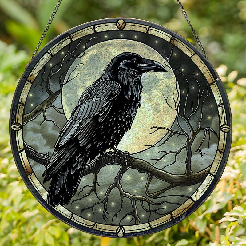Stained Glass Raven - Etsy