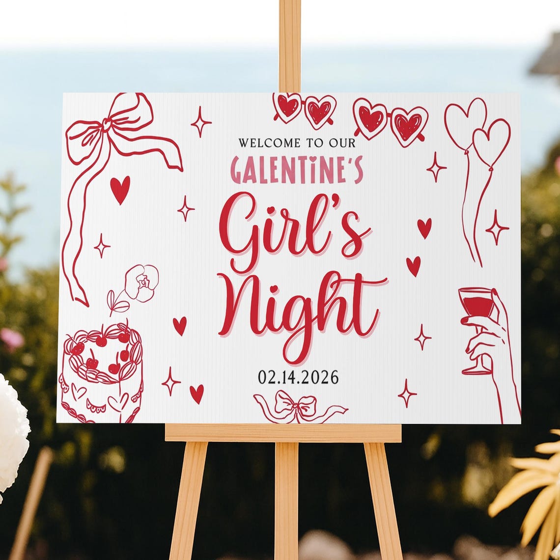 Galentines Day Welcome Sign Personalized | Party Welcome Board | Custom ...