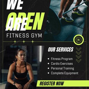 Gym Opening Flyer Template – Editable Canva Design Perfect for Fitness ...